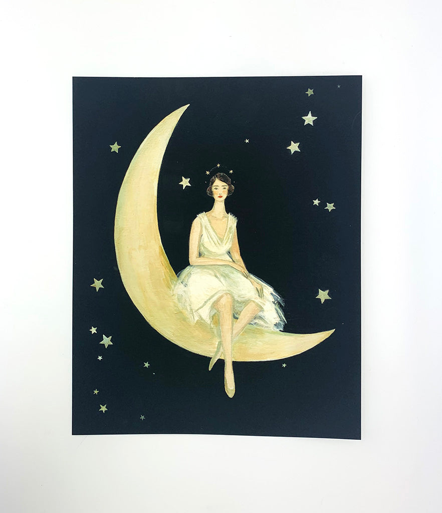 Lady In The Moon Illustrations